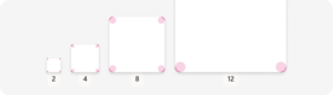 Fluent components use four simple forms: rectangle, circle, pill, and beak.
